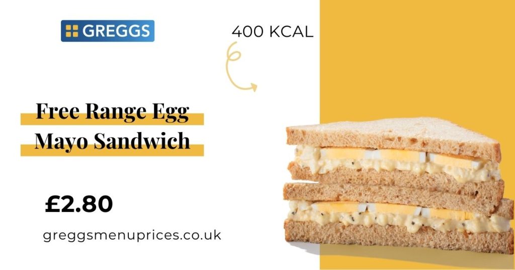 Greggs Free Range Egg Mayo Sandwich Price and Calories 2026